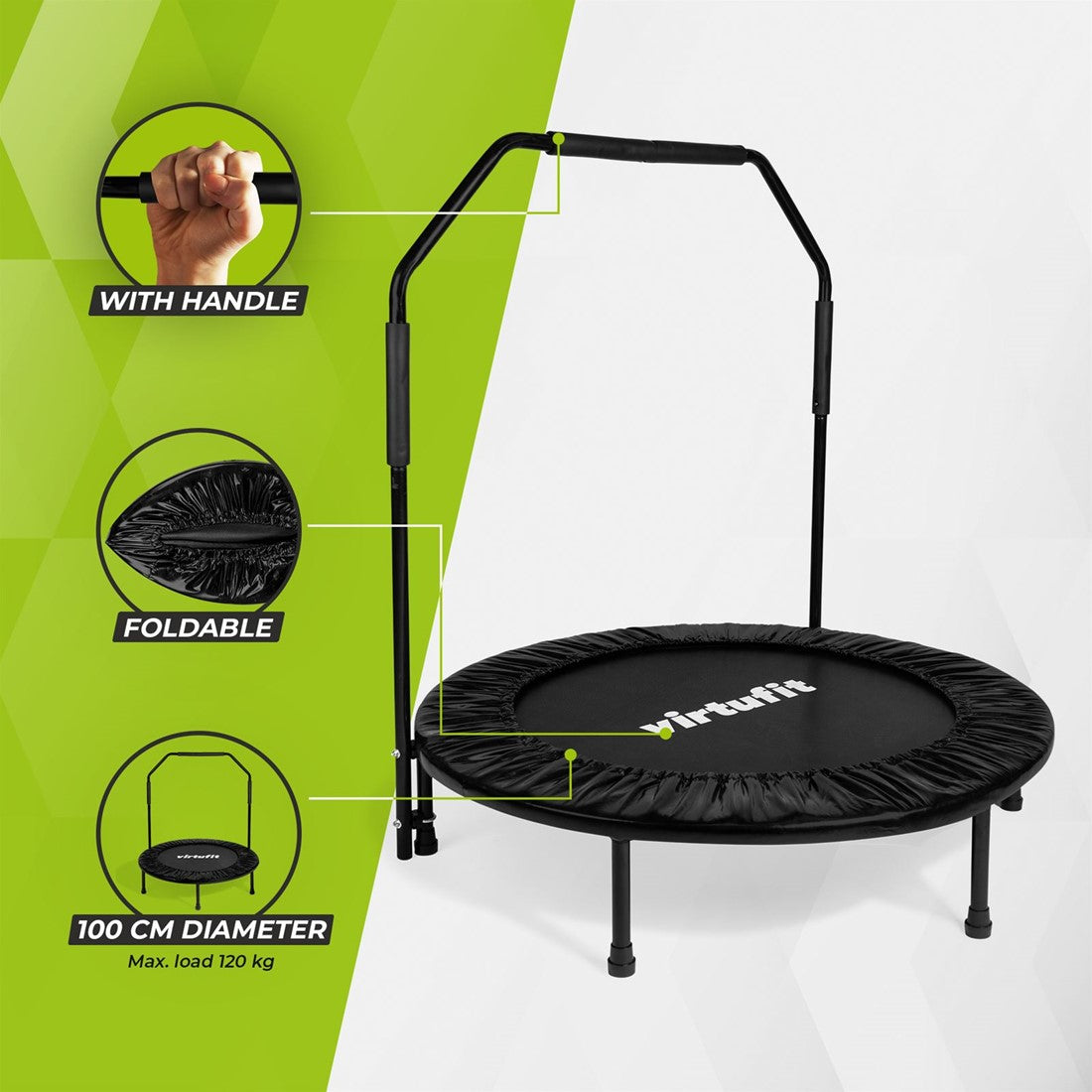 VirtuFit Fitness Trampoline with Handle | Fitness Rebounder - UK ...